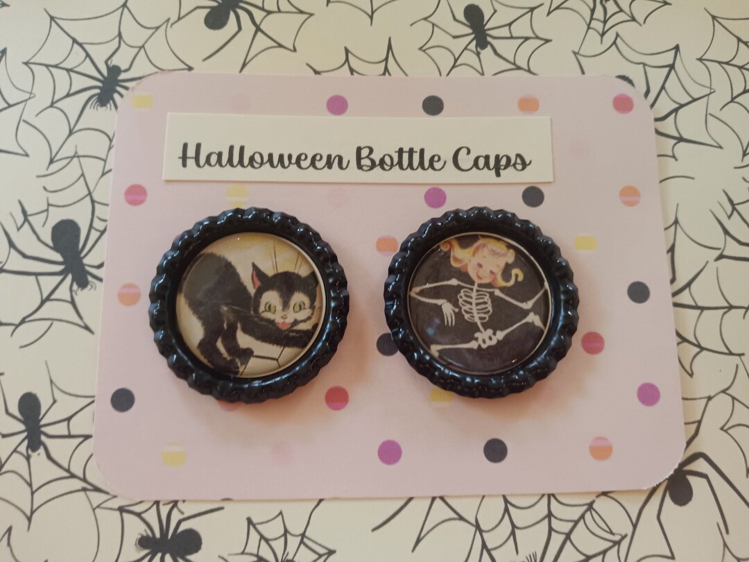 2 Bottle Caps. Vintage Halloween Bottle Caps. Epoxy Sealed. Set of 2 ...