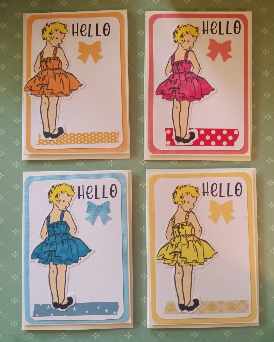 4 Note Cards. Blank Inside. Happy Mail Supplies. Retro Notebook Cards ...