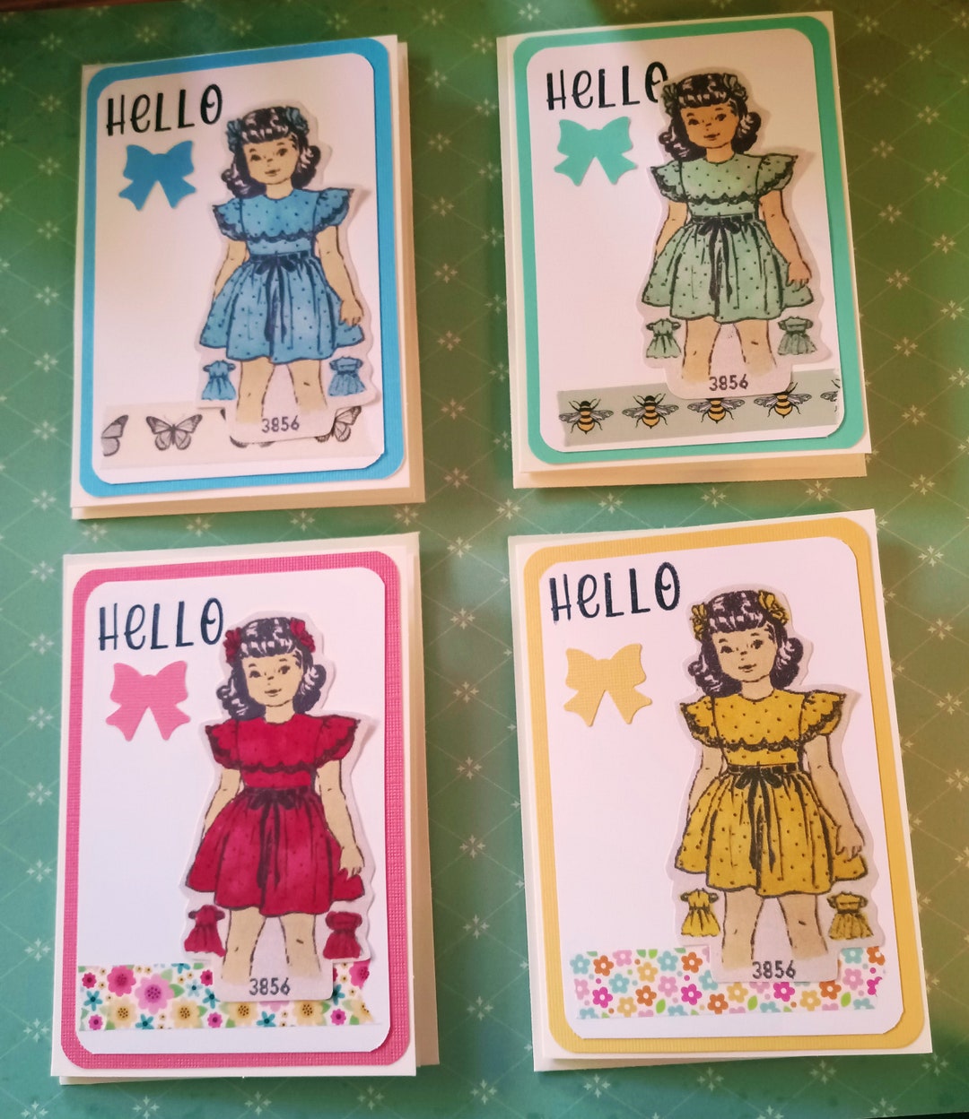 4 Note Cards. Blank Inside. Happy Mail Supplies. Retro Notebook Cards ...