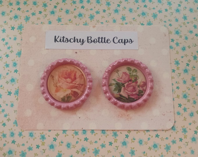 2 Bottle Caps. Retro Kitschy Bottle Caps. Epoxy Sealed. Set of 2 Bottle ...