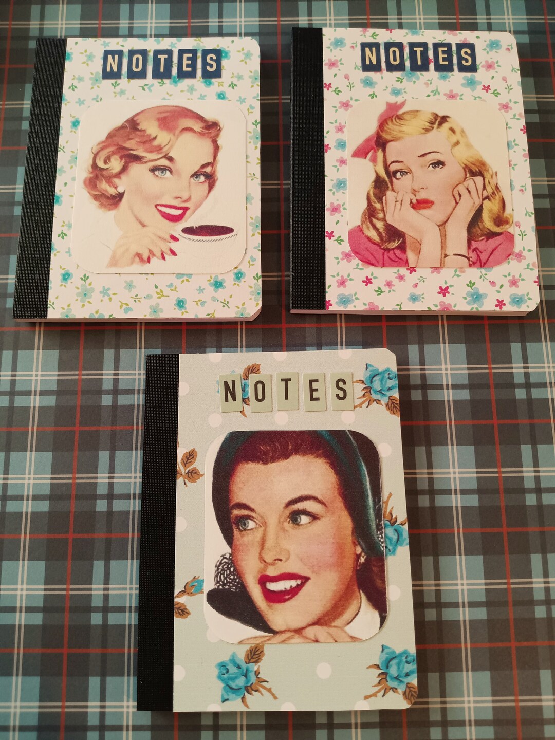 3 Mini Composition Notebooks. Set of 3 Lined Notebooks. Retro Notebooks ...