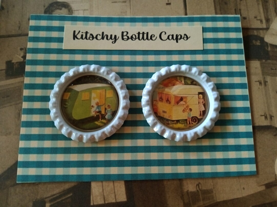 2 Bottle Caps. Retro Kitschy Bottle Caps. Epoxy Sealed. Set of 2 Bottle ...