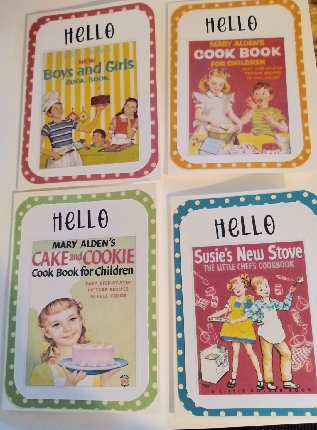 4 Note Cards. Blank Inside. Happy Mail Supplies. Retro Notebook Cards ...