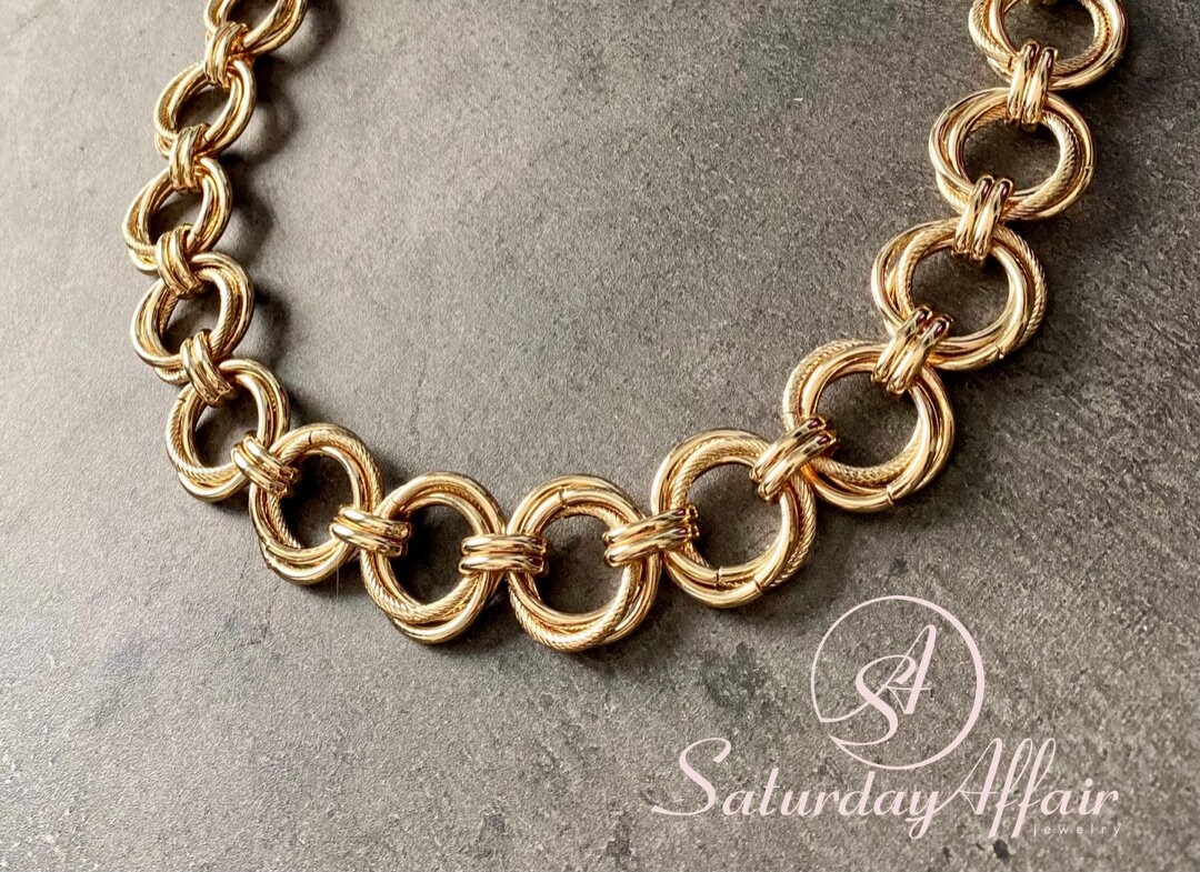 Gold Plated Chain Necklace, Large Chain, Chunky Necklace, Chain Choker ...