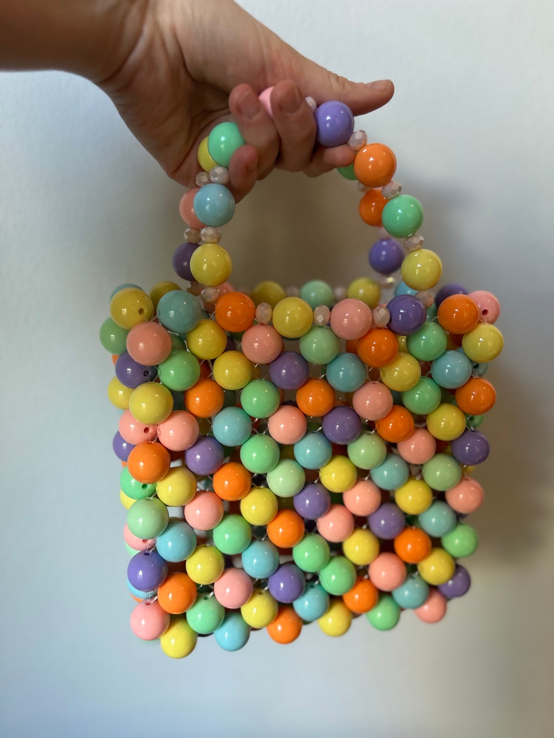 Candy Bead Bag Hand Women Bag Bead Handmade Pearl Bag Beaded Handbag ...