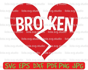 Broken heart svg | Etsy