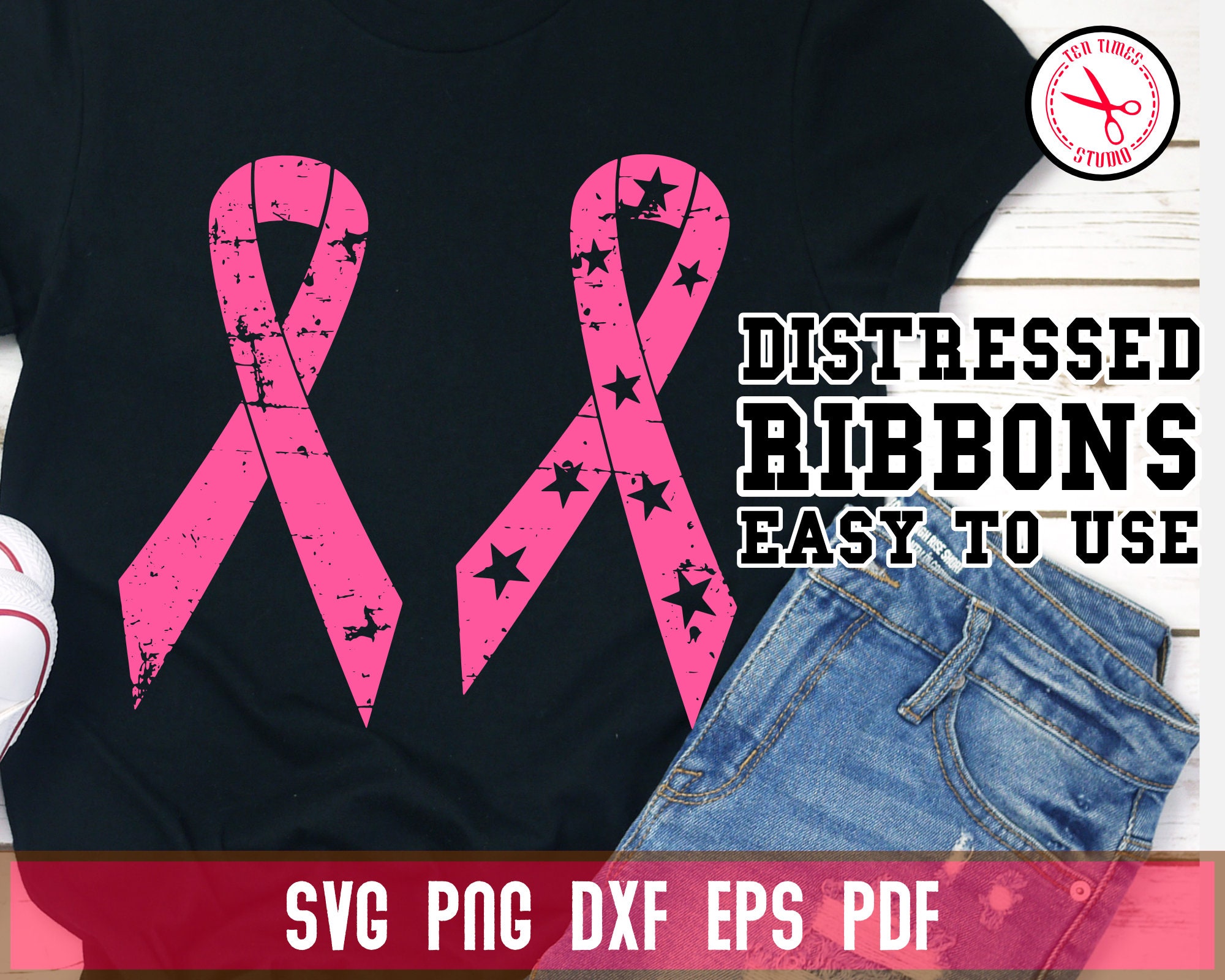 Cancer Awareness Ribbon Distressed Grunge Cancer SVG Clipart | Etsy