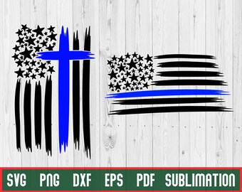 Cross Blue Line Flag - Etsy