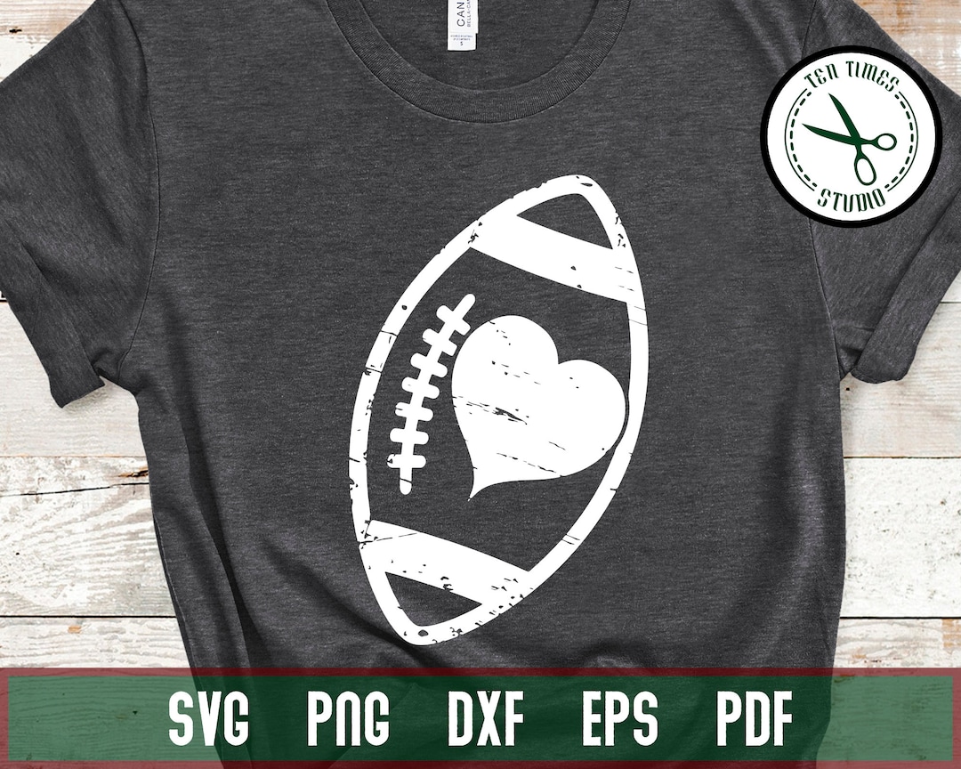Heart Football Svg Distressed Football Svg Distressed Svg Grunge Svg ...