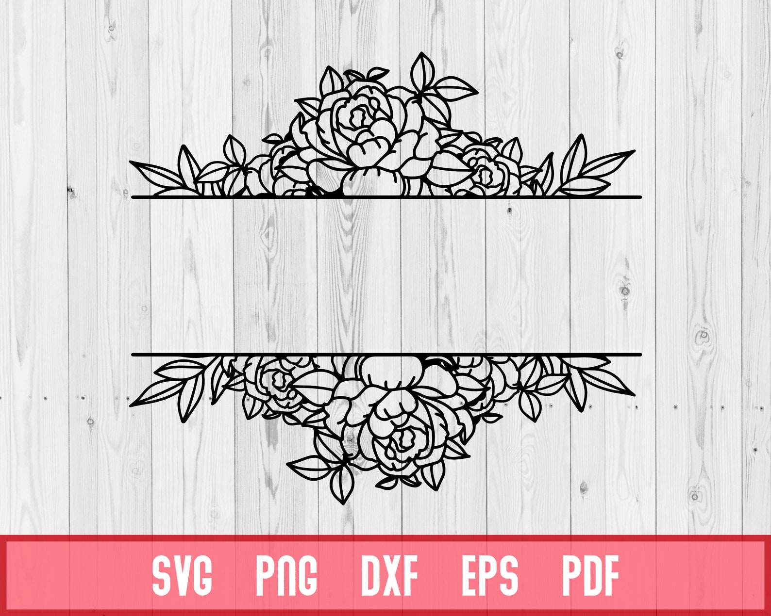 Floral Monogram Frame Svg Split Flower Floral Frame Svg - Etsy