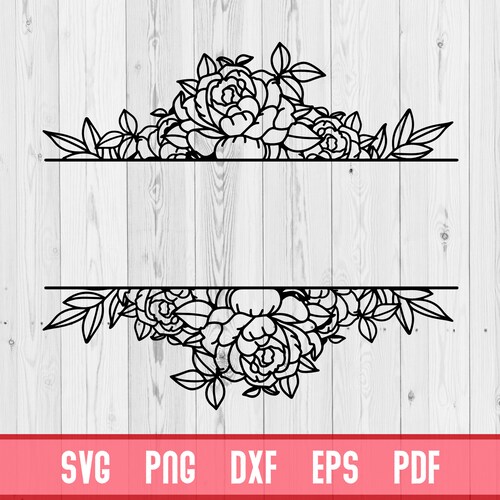 Floral Monogram Frame Svg Split Flower Floral Frame Svg | Etsy