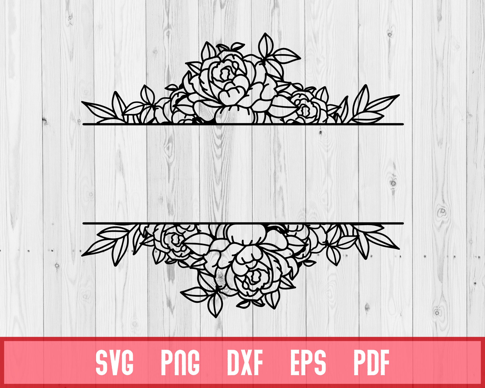 Floral Monogram Frame Svg Split Flower Floral Frame Svg - Etsy