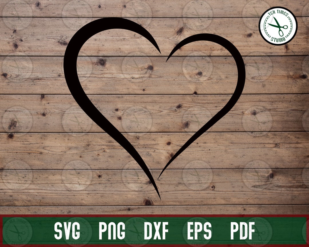 Open Heart SVG, Brush Heart Svg, Valentines Heart Svg Png Dxf Eps Pdf ...