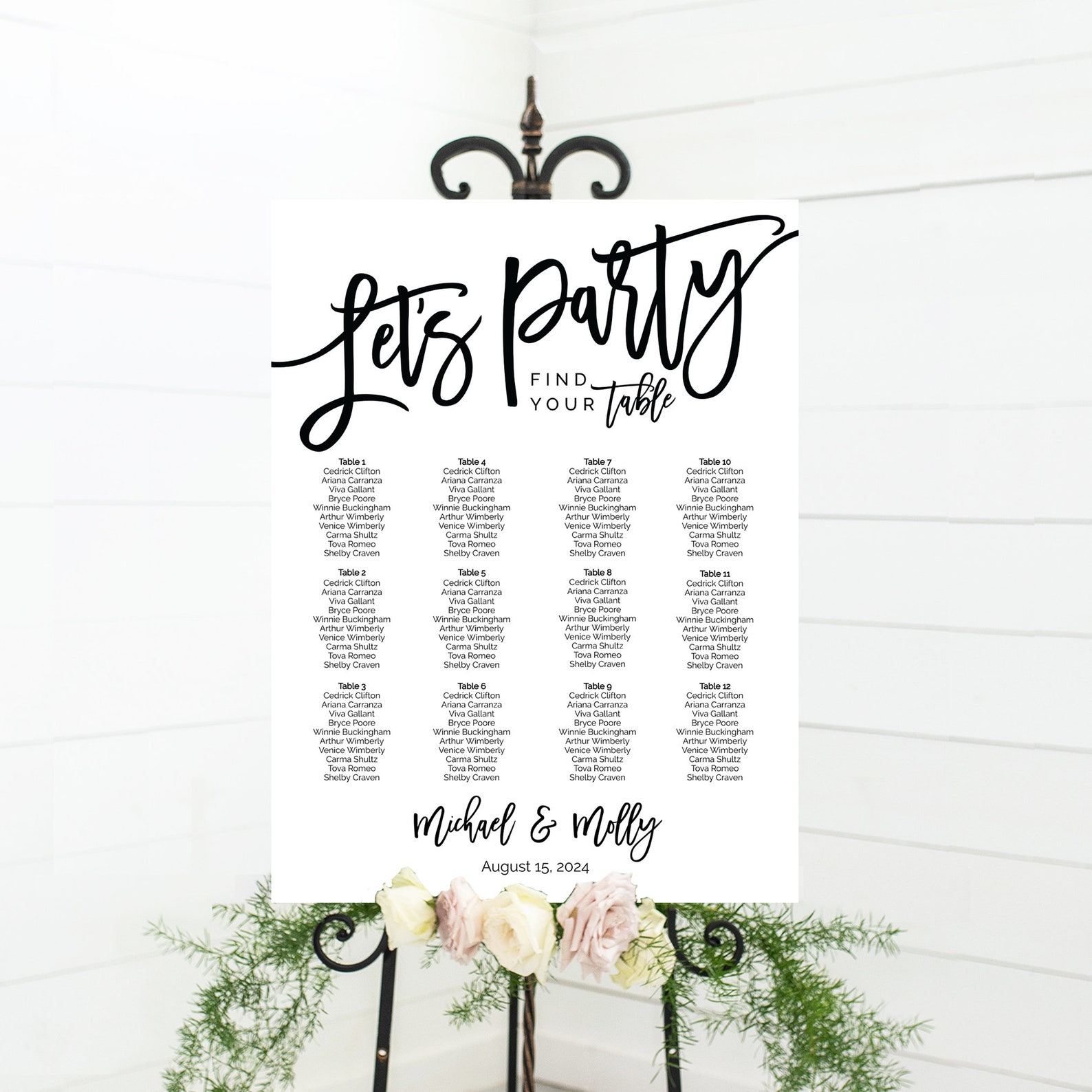 Let's Party Seating Chart, Wedding Seating Chart Template, Seating Plan ...