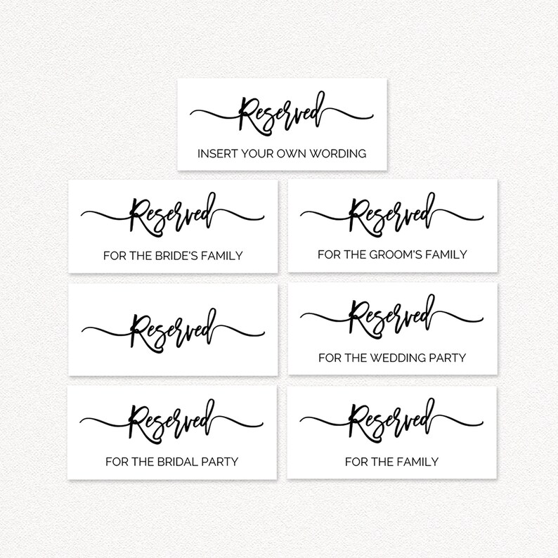 Reserved Signs Wedding, Reserved Table Sign, Reserved Signs Instant ...