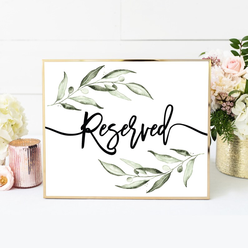 Printable Wedding Reserved Sign, Aisle Sign, Ceremony Decor, Seating ...