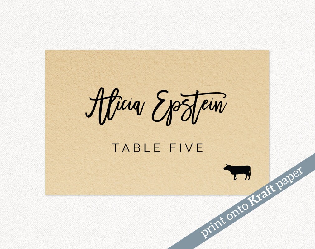 Place Card Template, Place Cards With Meal Choice, Place Cards Wedding ...