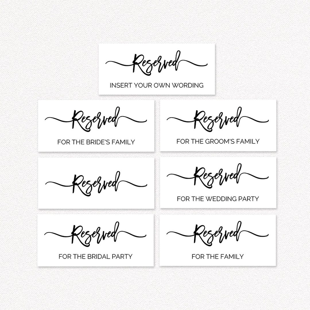 Reserved Signs Wedding, Reserved Table Sign, Reserved Signs Instant ...