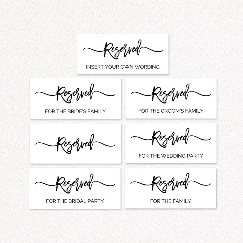 Wedding Reserved Sign Template, Printable Canva Download - Etsy