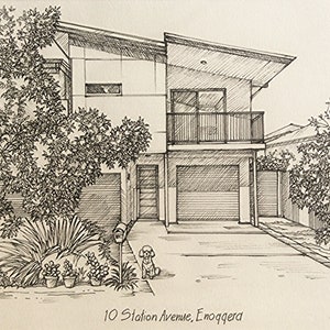 Custom Home Portrait Hand Drawn Original House Sketch Home | Etsy