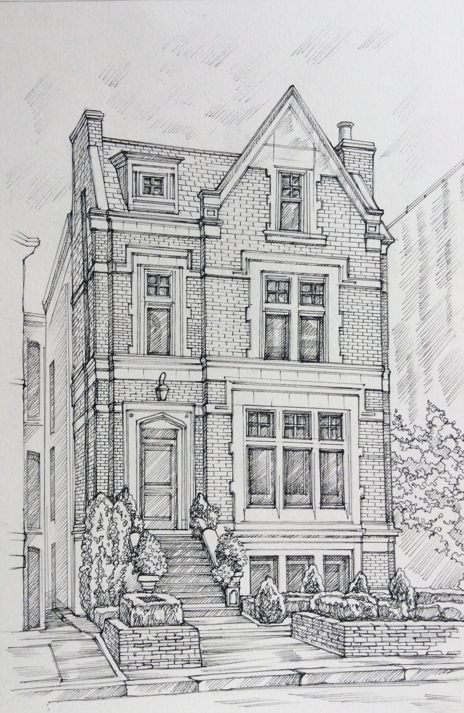 House sketch from photo Custom home portrait Original house | Etsy