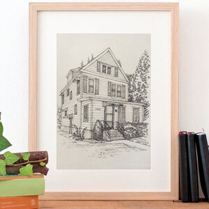 Custom Home Portrait Hand Drawn Original House Sketch Home Drawing ...