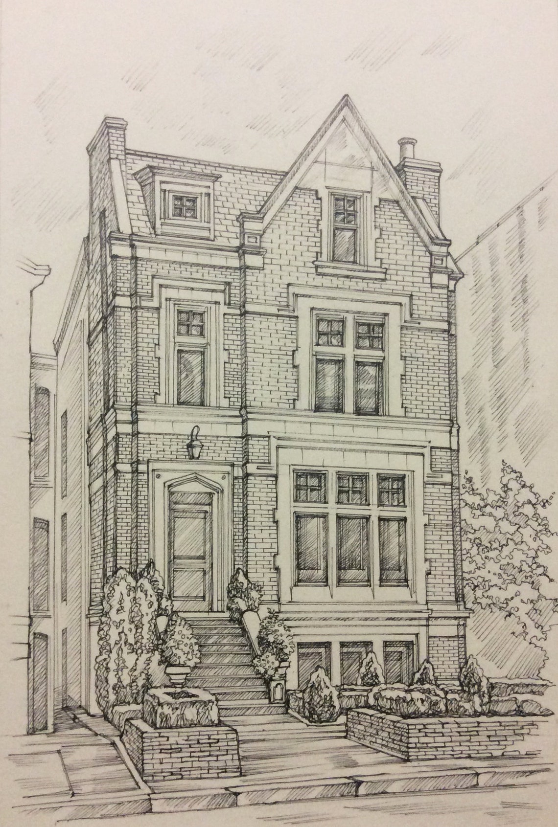 House Sketch From Photo Custom Home Portrait Original House | Etsy