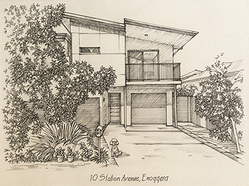 House Sketch From Photo Custom Home Portrait Original House - Etsy
