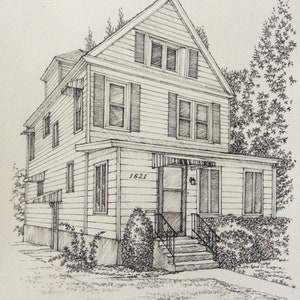Custom Home Portrait Hand Drawn Original House Sketch Home Drawing ...