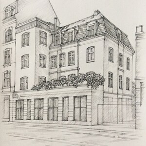 Custom Home Portrait Hand Drawn Original House Sketch Home Drawing ...