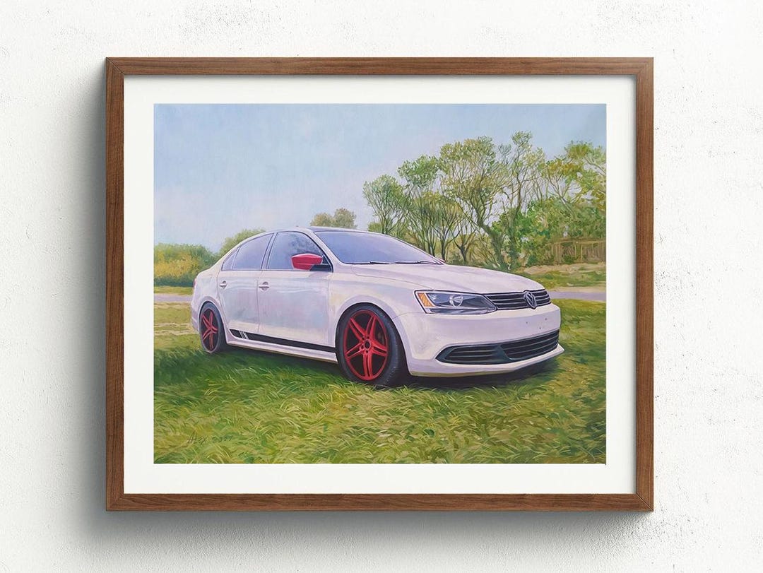 Custom Car Portrait Oil Painting: Hand-painted Auto Artwork on Canvas ...