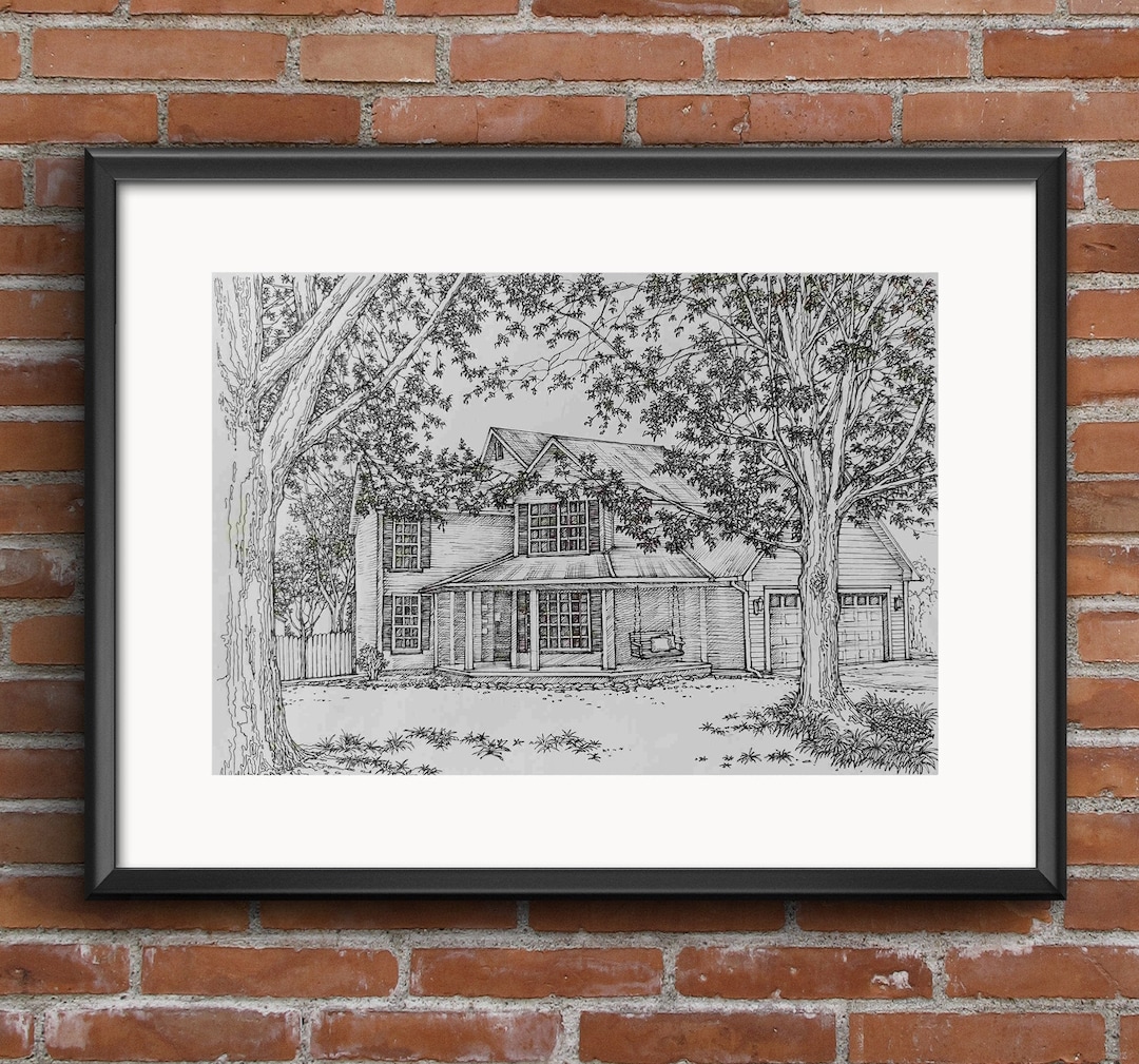 Custom Home Portrait, Hand Drawn, Original House Sketch, Home Drawing ...