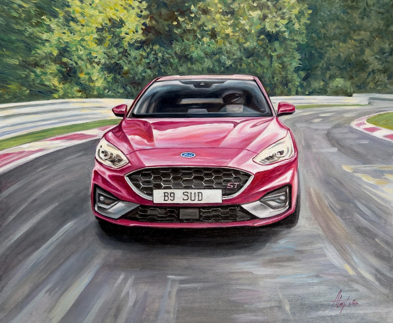 Personalized Car Portrait in Oil. Custom Vehicle Portrait on Canvas ...