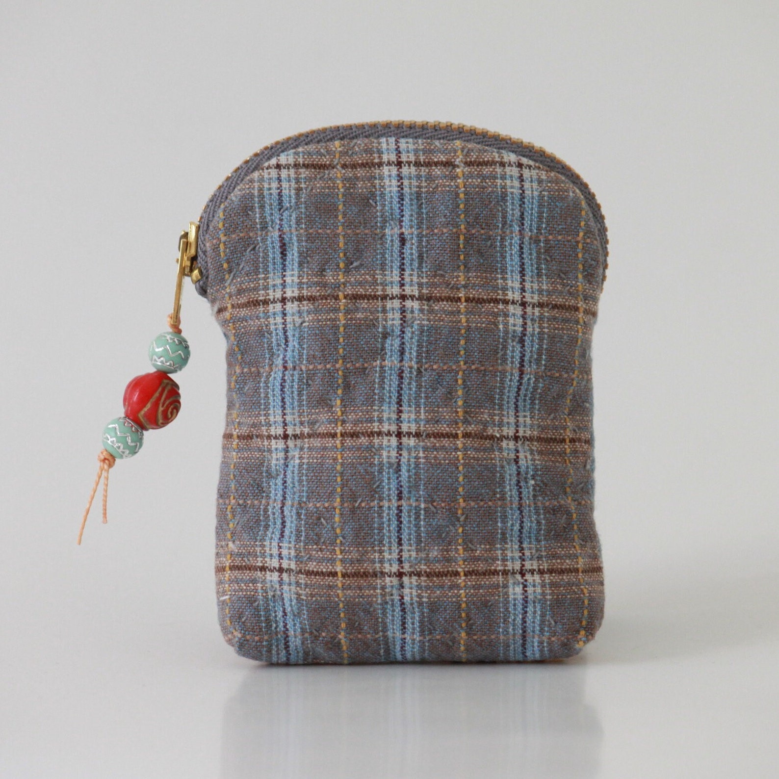 Mini Change Purse With Zip, Blue Tiny Coin Purse With House Applique - Etsy