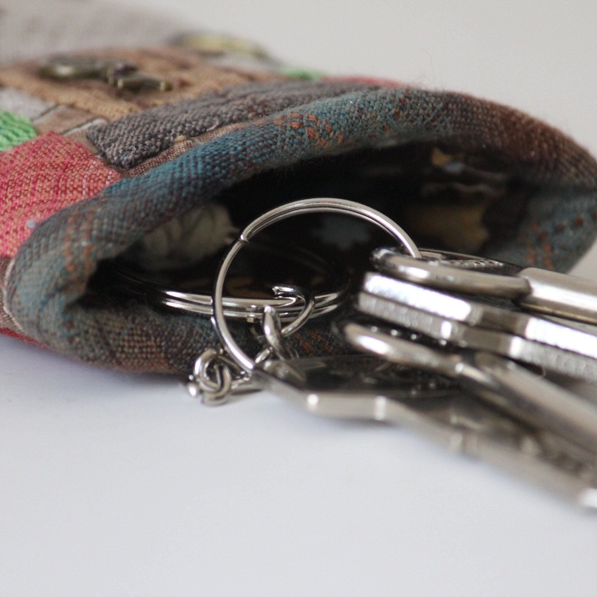 Quilted Key Holder, Handmade Fabric Keychain, Japanese Patchwork Key ...
