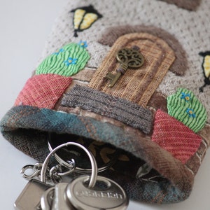 Quilted Key Holder, Handmade Fabric Keychain, Japanese Patchwork Key ...