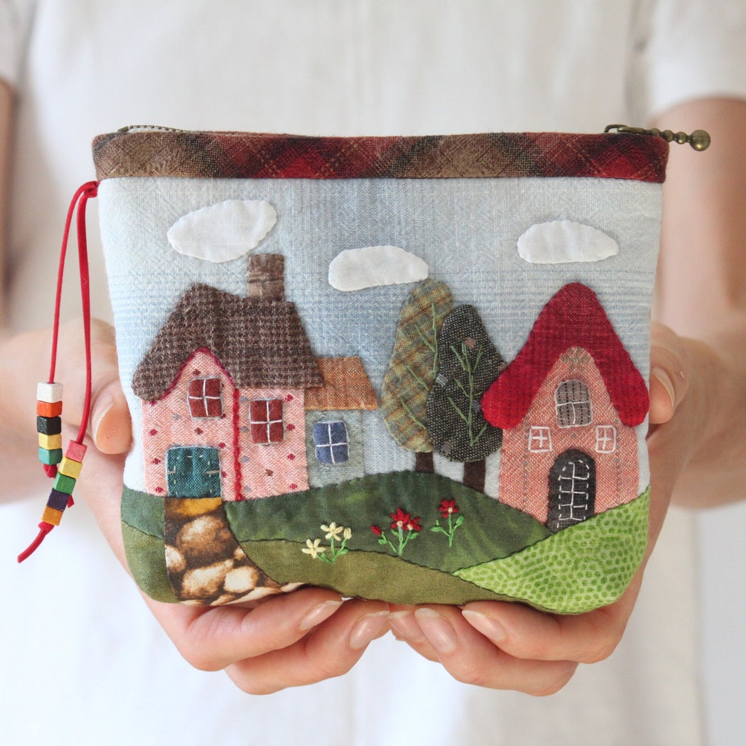 Medium Size Japanese Patchwork Quilted Cosmetics Bag With Zipper ...