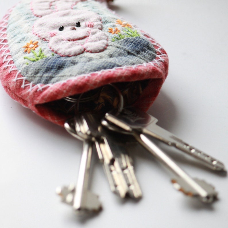 Rabbit Key Cover, Soft Fabric Patchwork Key Pouch for Auto Accessories ...