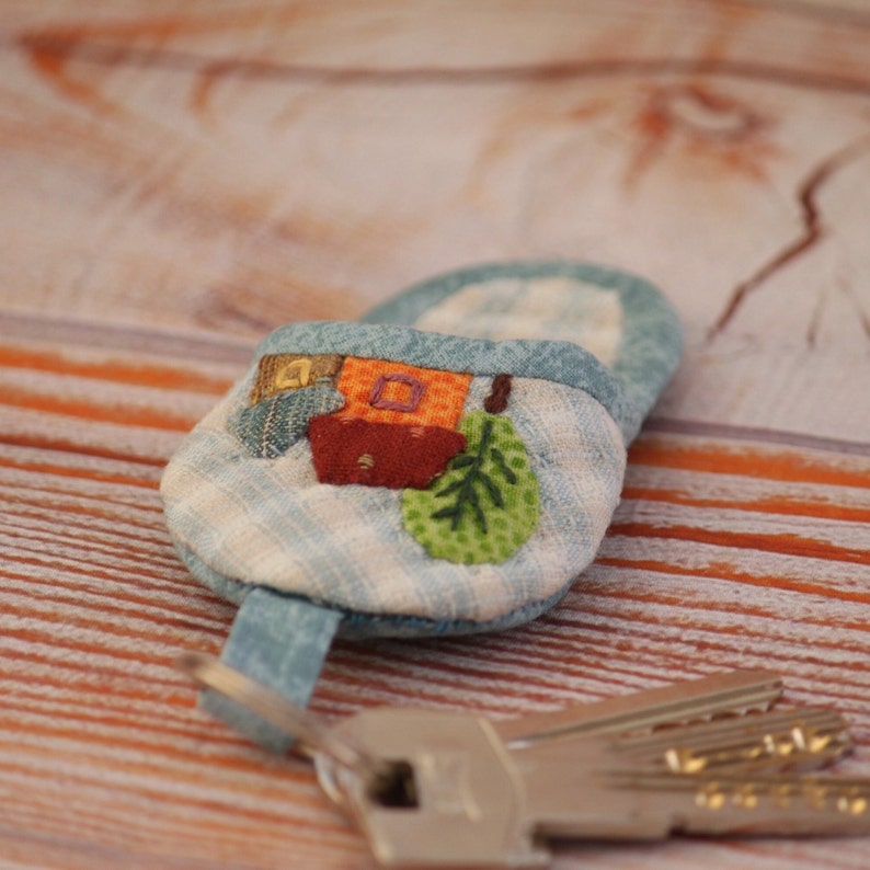 Embroidered Keychain in a Shape of Slipper, Fabric Key Fob, Quilted Car ...