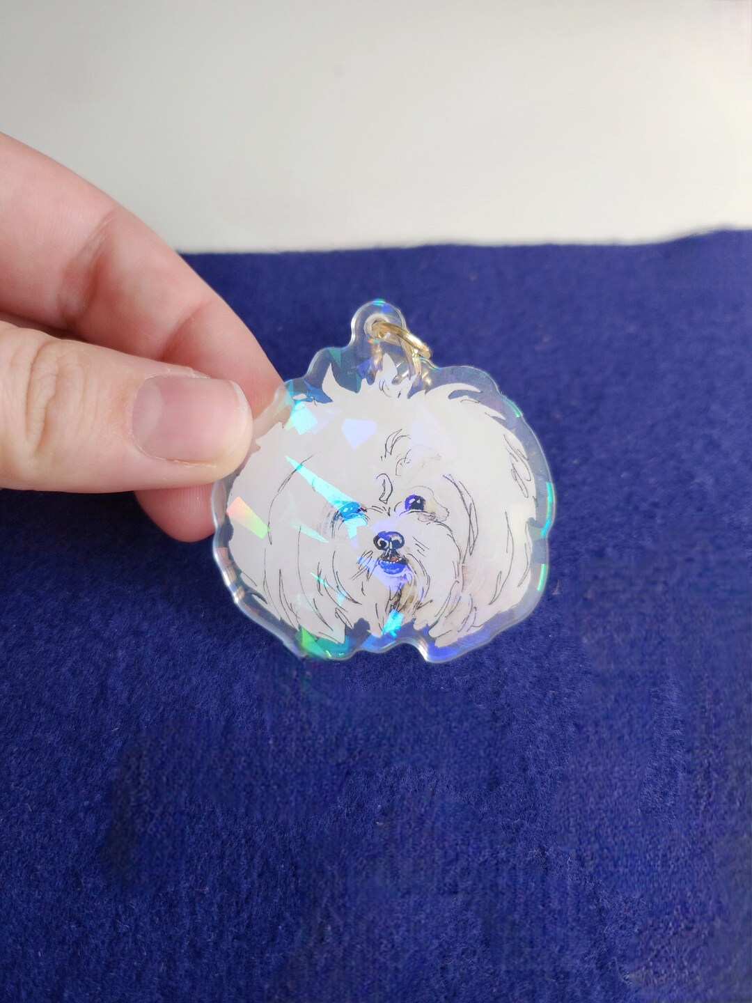 Maltese Dog Keychain, Cute Small White Dog Charm Pendant, Maltese Dog ...