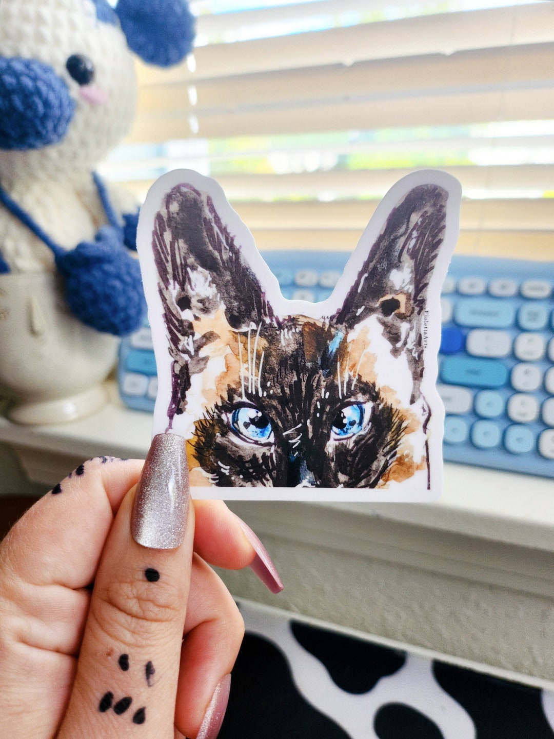 Siamese Cat Matte Sticker, Cute Kitty Cat Car or Laptop Sticker, Peek a ...