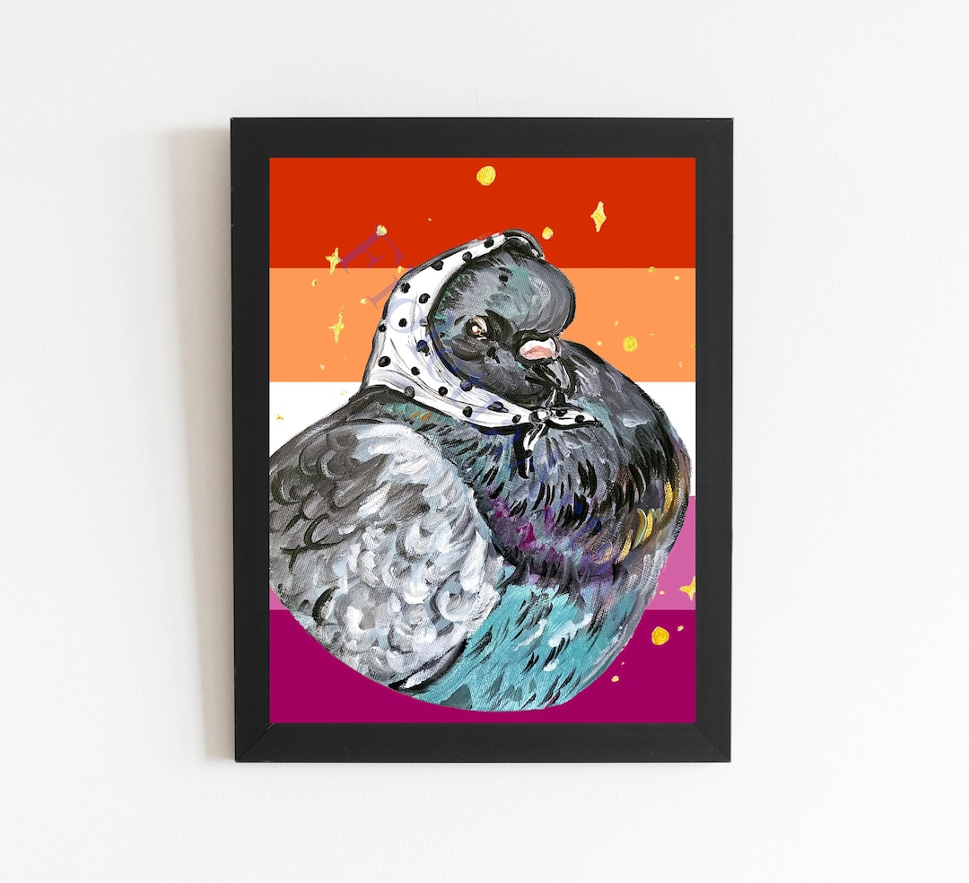Lesbian Pigeon Pride Art Print: Gay Babushka Bird Watercolor - Etsy