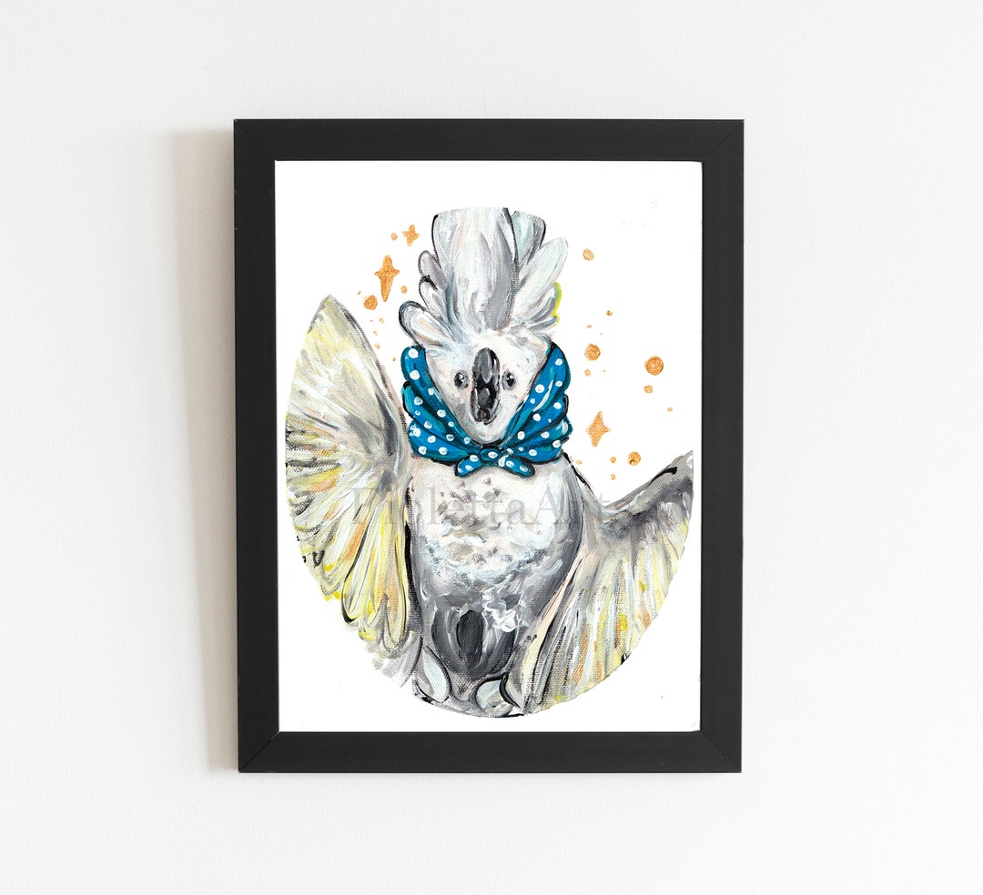 Cockatoo Bird Art Prints, White Cockatoo Print, Living Room Wall Decor ...