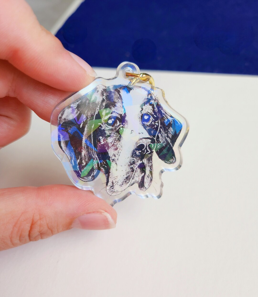 English Pointer Keychain: Holo Acrylic Dog Lover Gift - Etsy