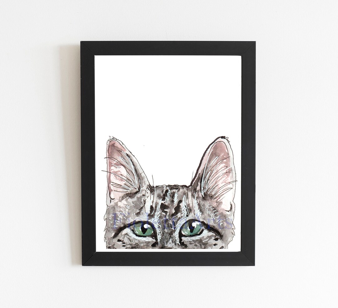 Grey Tabby Cat Art Print, American Shorthair Cat Breed Illustration ...