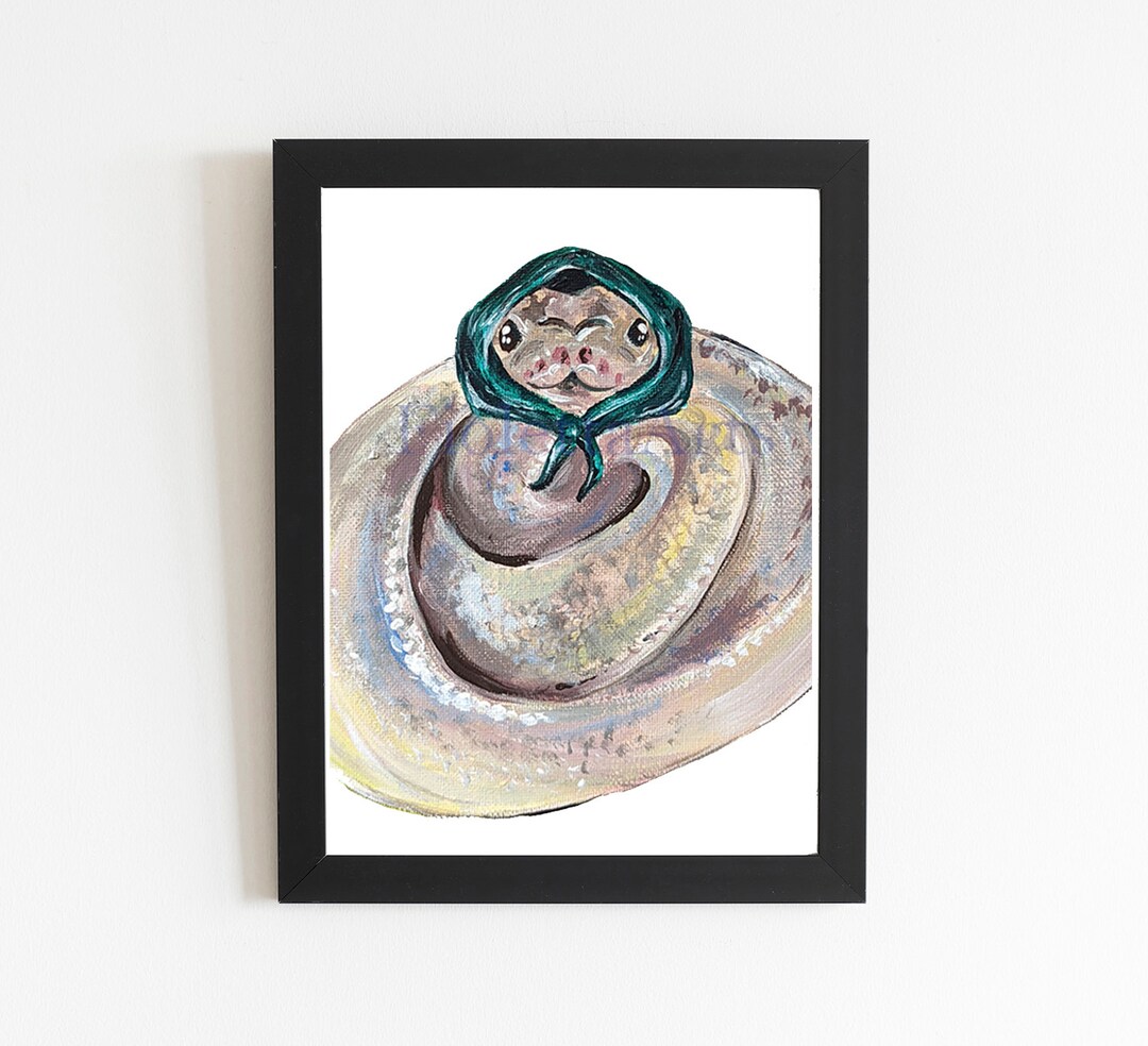 Leucistic Python Art Print, Ivory Spider Ball Pastel Pet Snake ...
