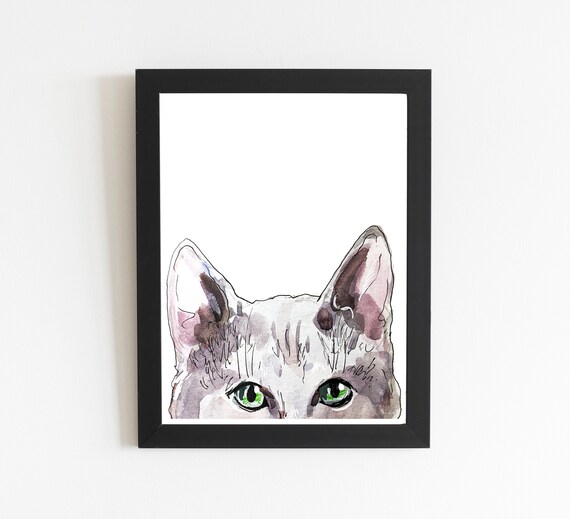 Russian Blue Cat Art Print Cat Painting Russian Blue Gift | Etsy