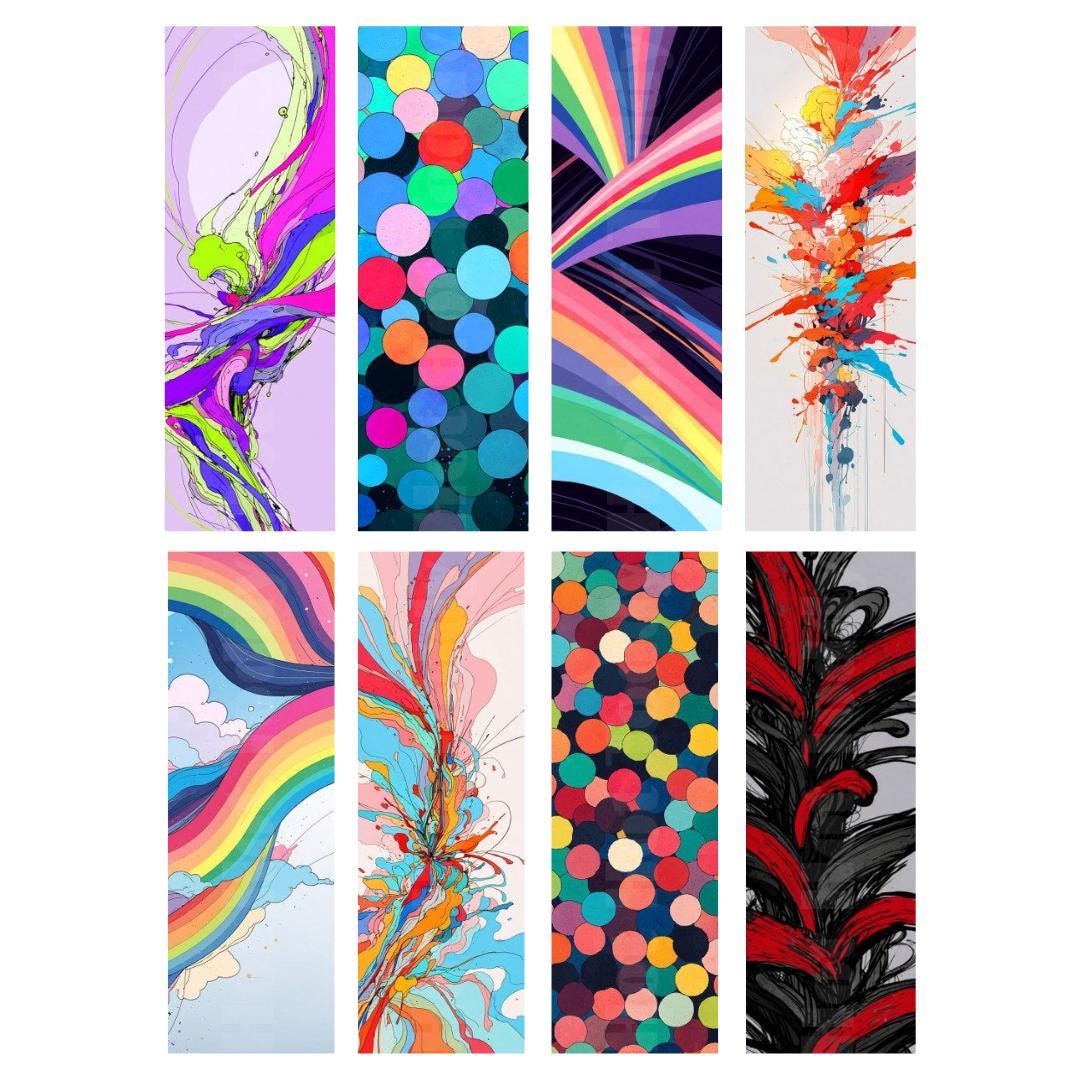 8 Customizable DIY Art Bookmarks | Digital Art Download - Abstract 1 - Etsy