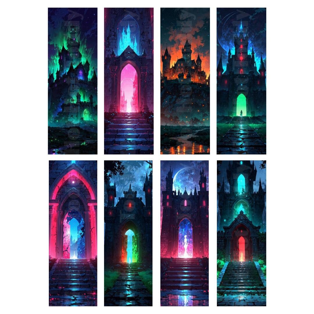 8 Printable Fantasy Bookmarks DIY | Digital Art Download - Portal - Etsy