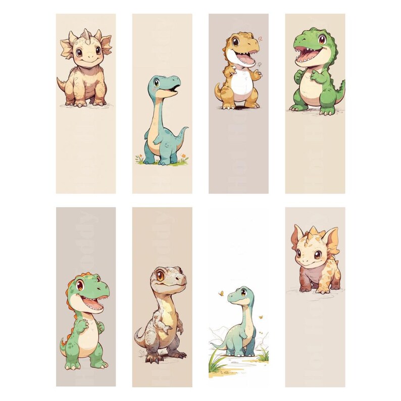 Dino Bookmarks | Cute Baby Dinosaur Art (digital Download) - Etsy